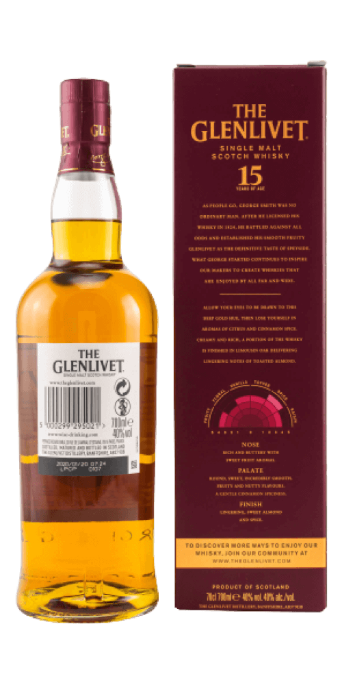 Glenlivet Whisky 15 Jahre - French Oak Reserve (Box) 700ml - time2taste.com | TIME 2 TASTE